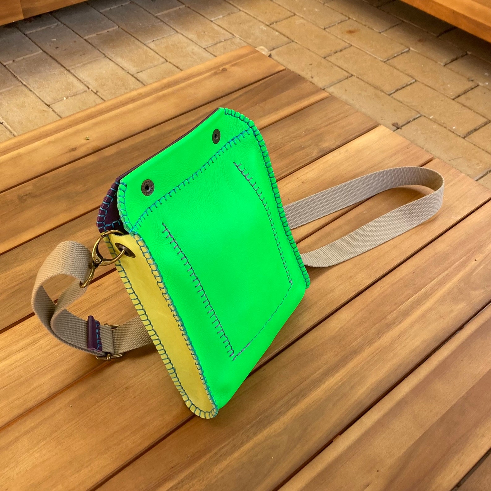 Personalized Messenger Bag, Handmade Leather Bag, Colorful Messenger ...