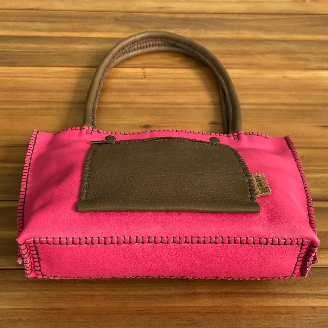 Tote Bag in Pink Fuchsia Leather, Youthful and Cheerful - Etsy