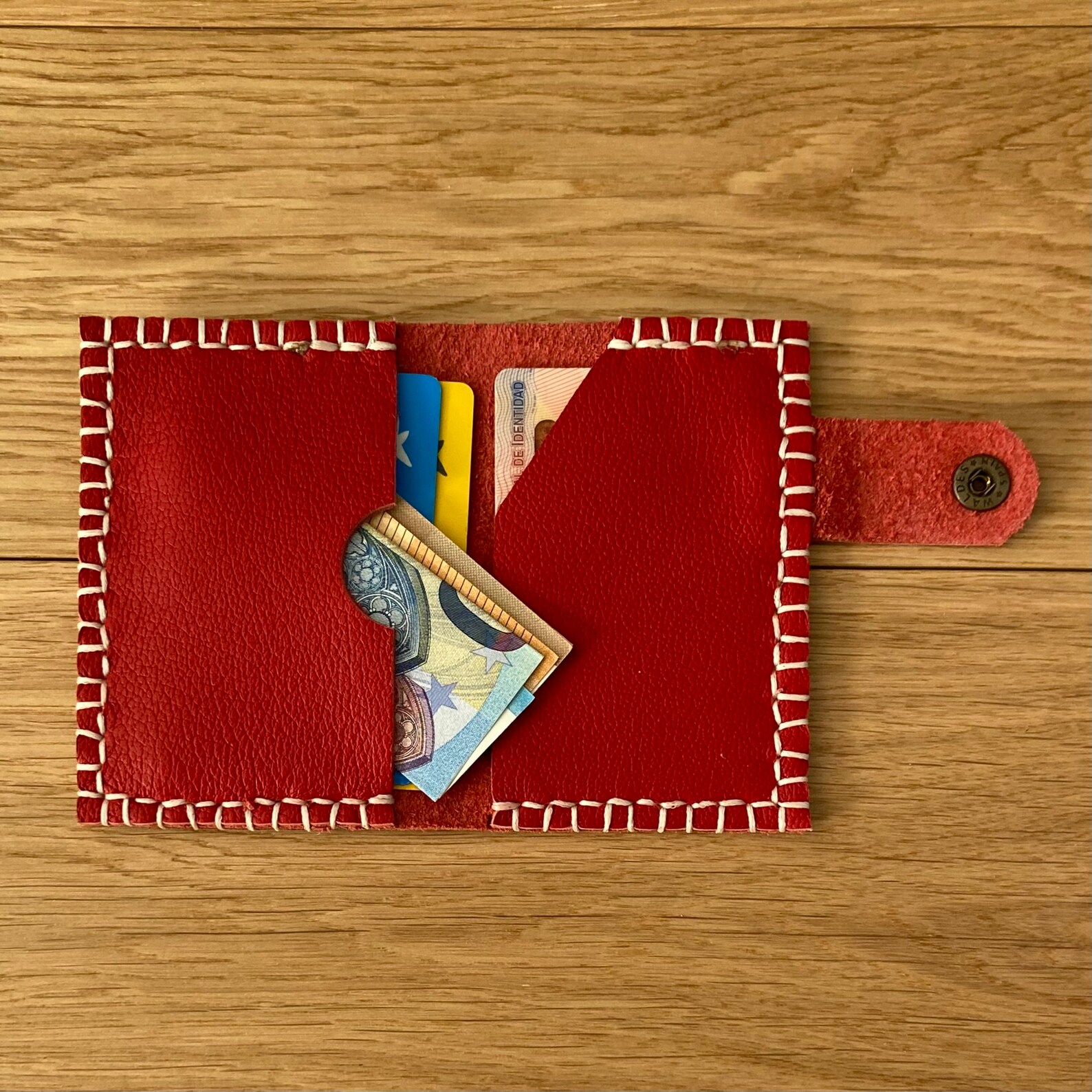 Colorful Red Leather Card Holder - Etsy