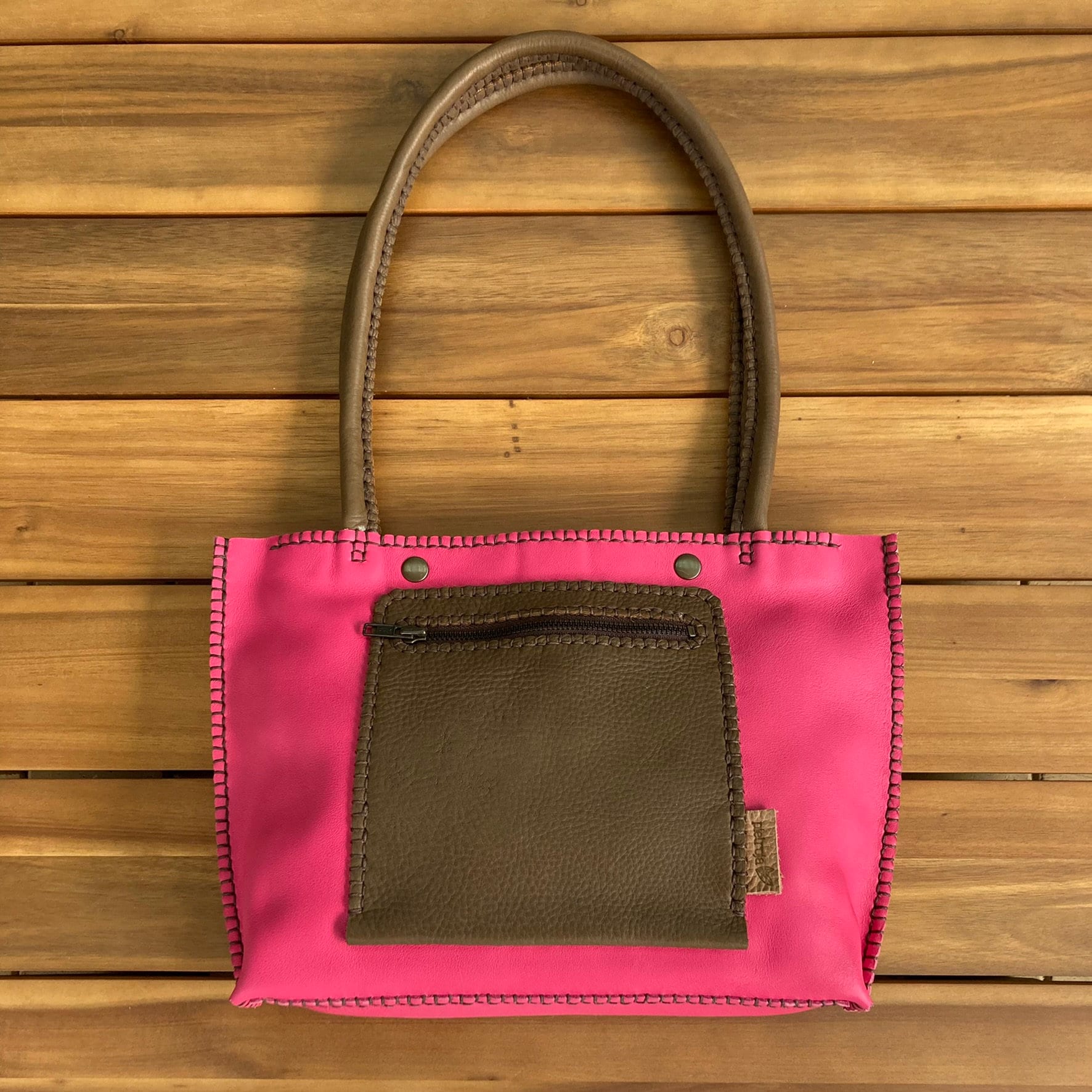 Tote Bag in Pink Fuchsia Leather, Youthful and Cheerful - Etsy