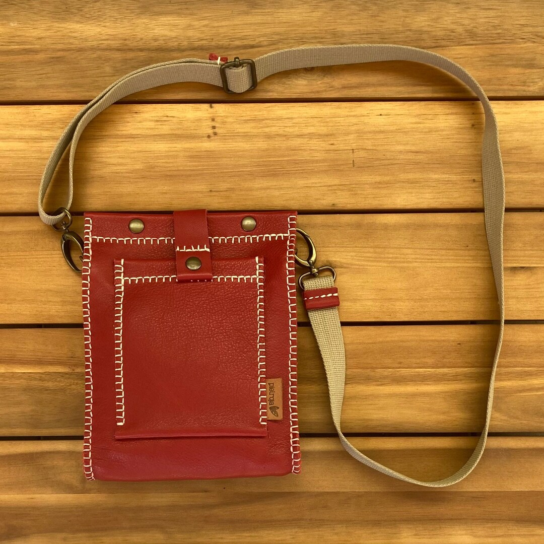 Small Red Leather Shoulder Bag, Made Entirely by Hand - Etsy