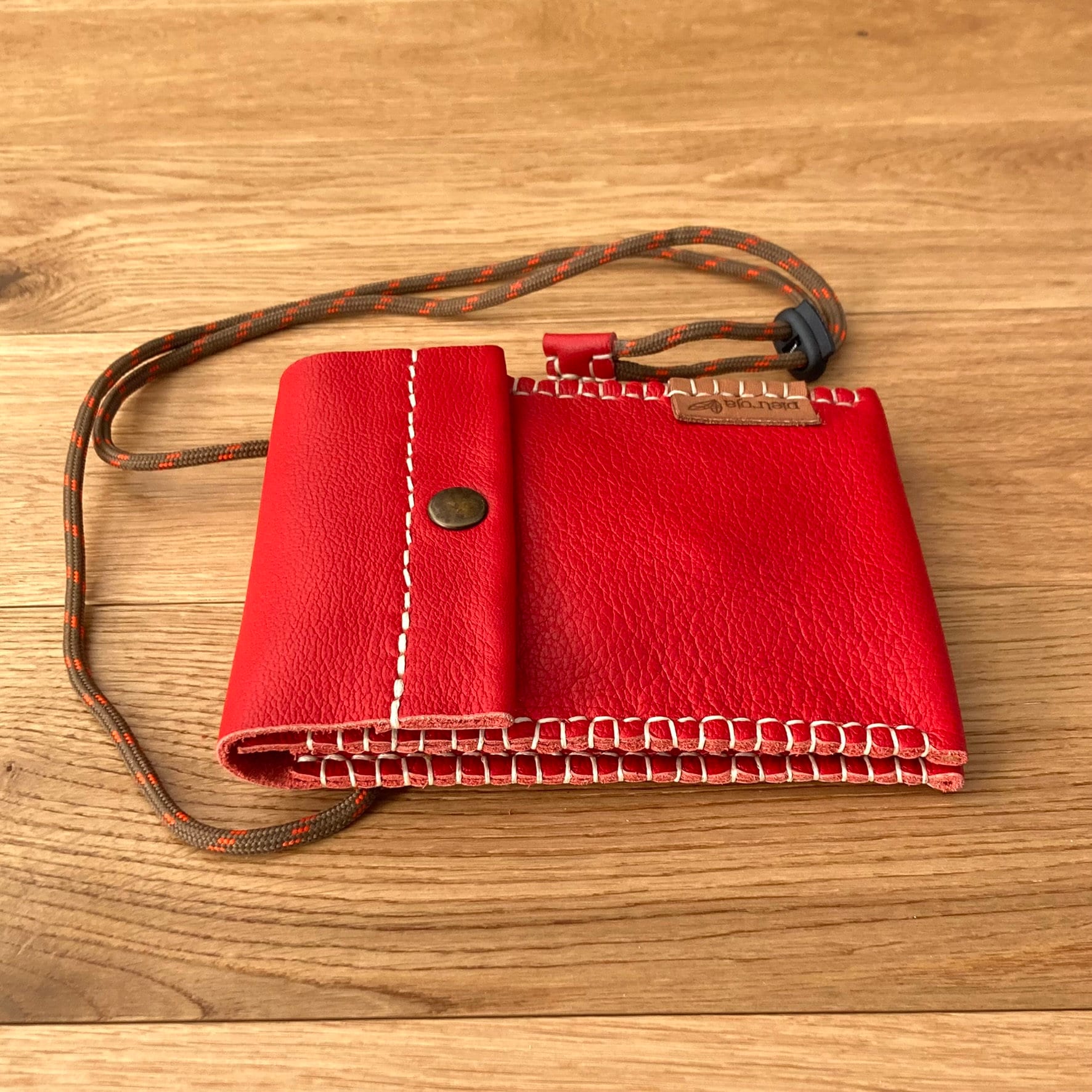 Red Leather Neck Wallet for Safe Travel - Etsy