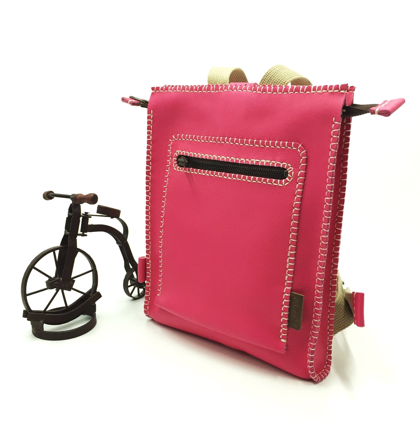 Pink leather backpack colorful comfortable stylish safe | Etsy