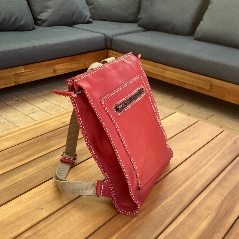 Red Urban Backpack Large Secure Backpack Safe Travel Backpack Unique ...