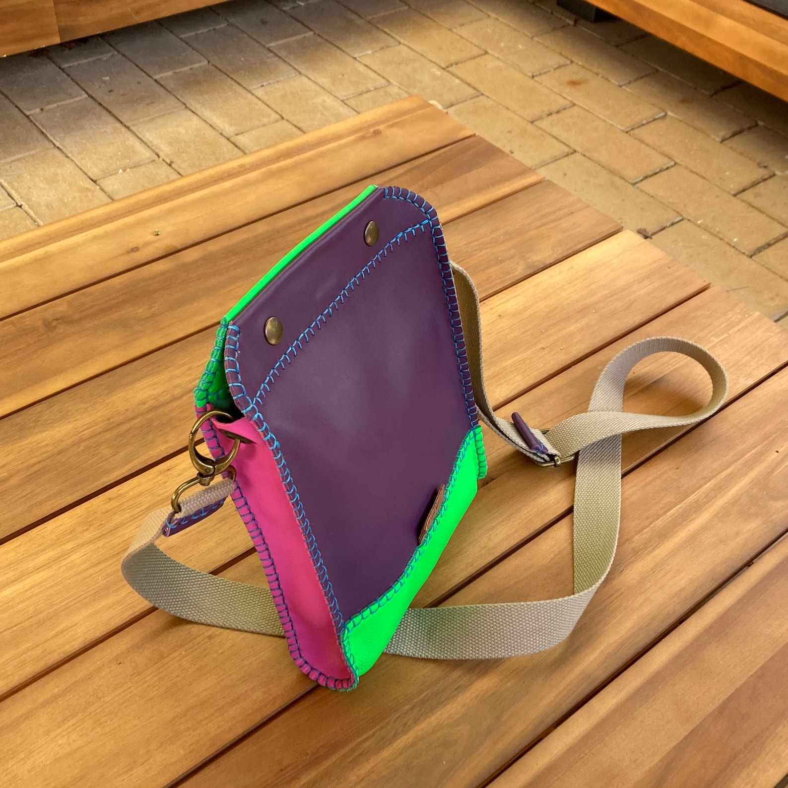 Personalized Messenger Bag, Handmade Leather Bag, Colorful Messenger ...