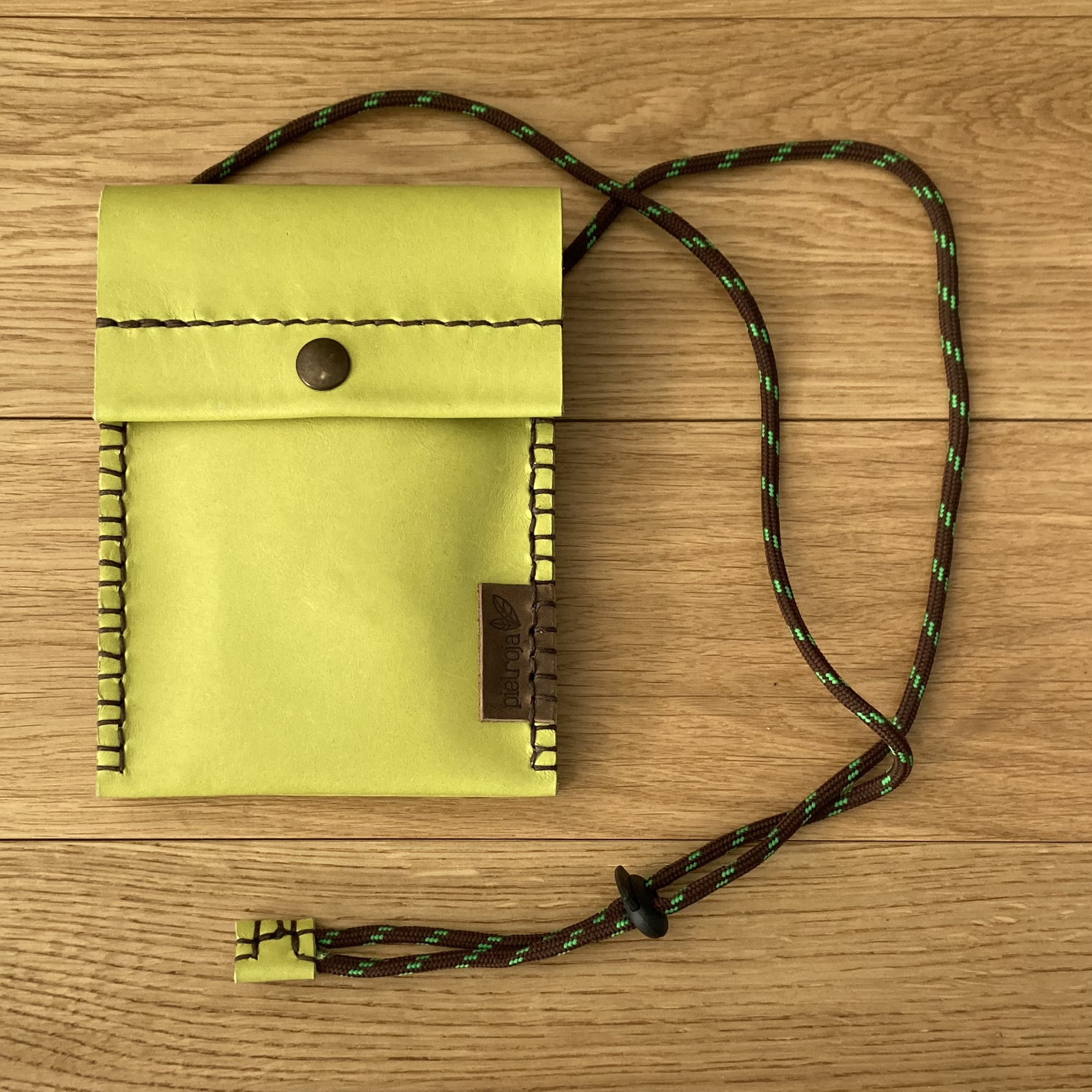 Lime-green Leather Neck Wallet for Safe Travel - Etsy
