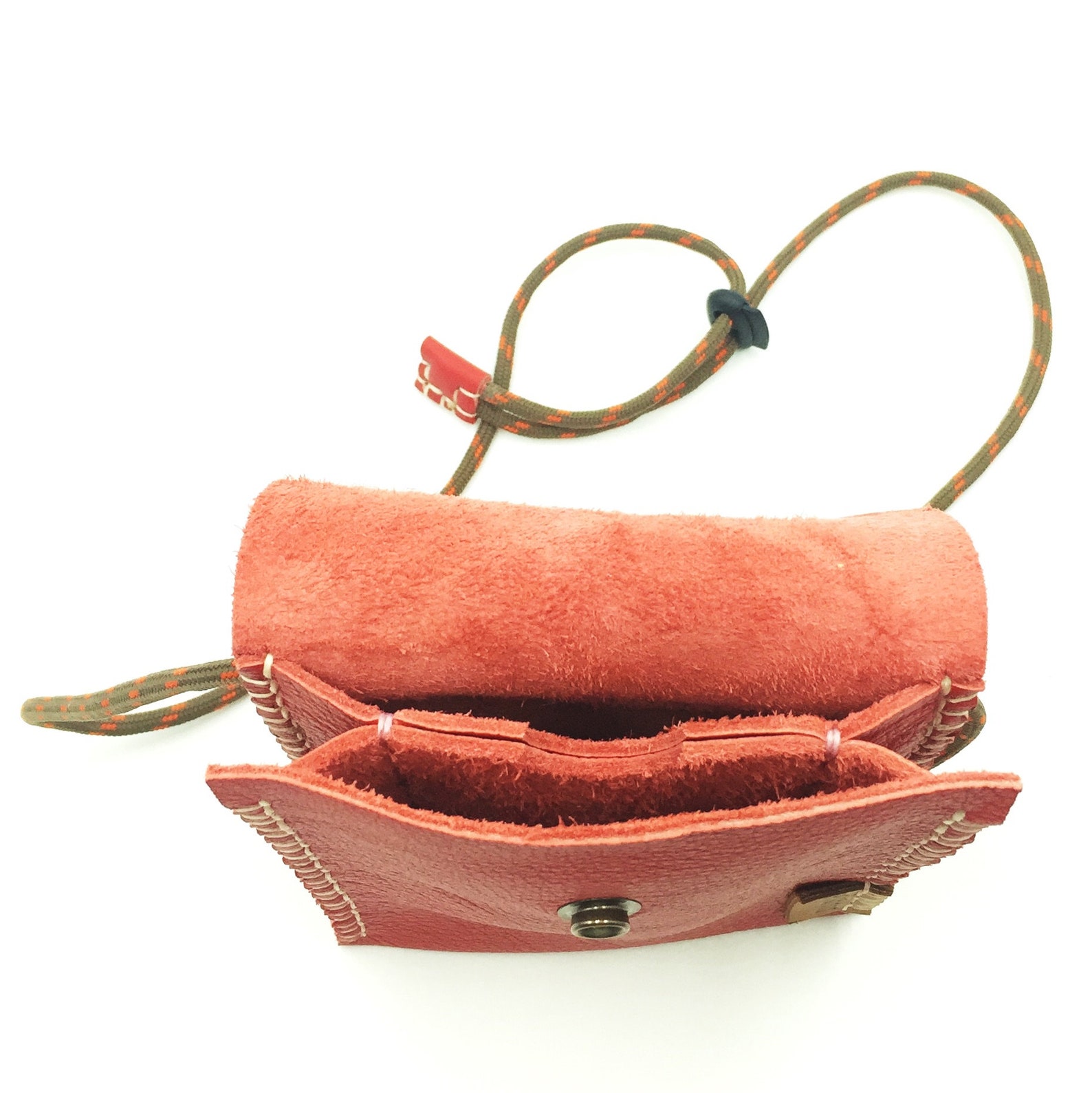 Red leather neck wallet for safe travel | Etsy