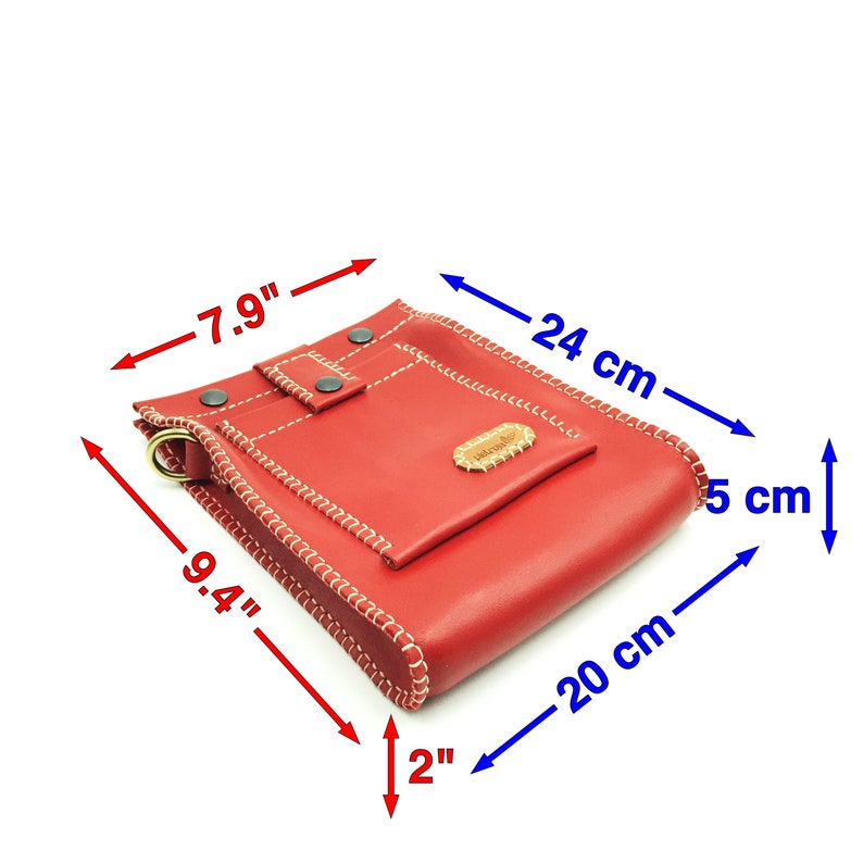 Small Red Leather Shoulder Bag, Made Entirely by Hand - Etsy