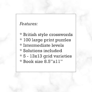 Digital Download 100 Printable British Crossword Puzzles for Adults ...