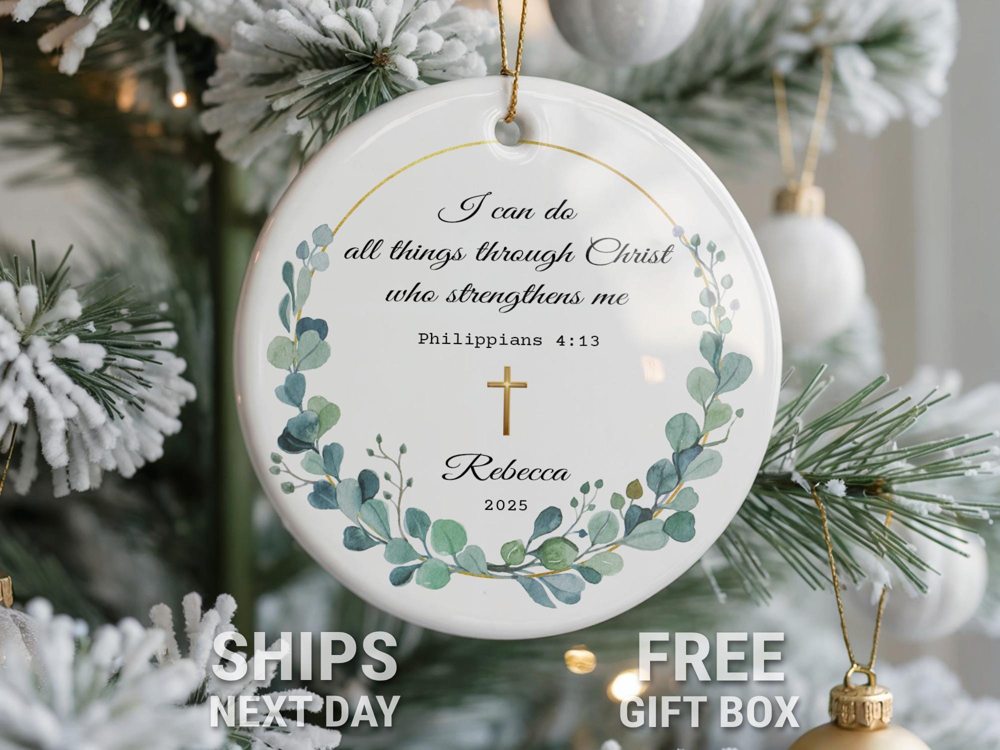 Custom Bible Verse Ornament, Personalized Scripture Quote Christmas ...