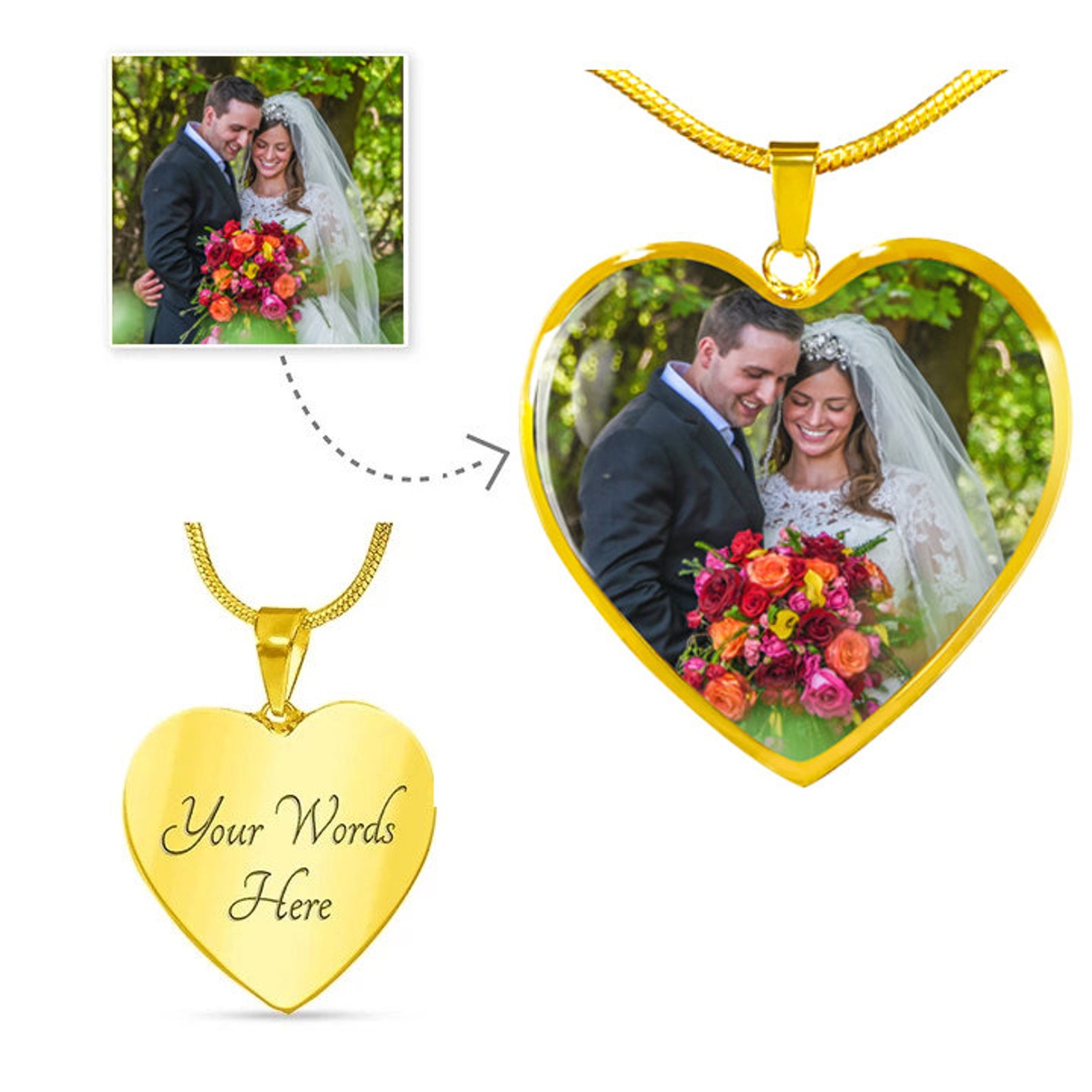 Custom Photo Necklace Personalized Picture Heart Pendant - Etsy