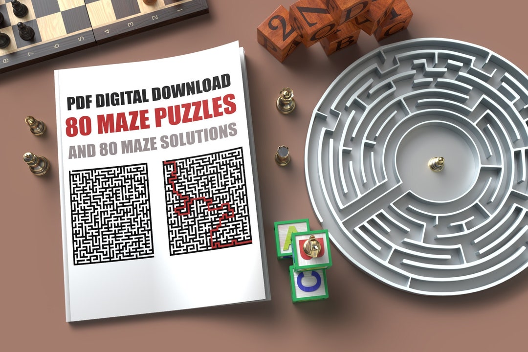 80 Printable Maze Puzzles for Kids & Adults With Answers, Instant PDF ...