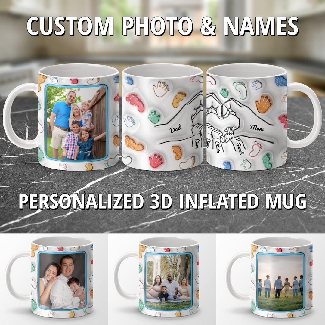 Personalized Mug With Photo and Names, Custom 3d Inflated Effect Mug ...
