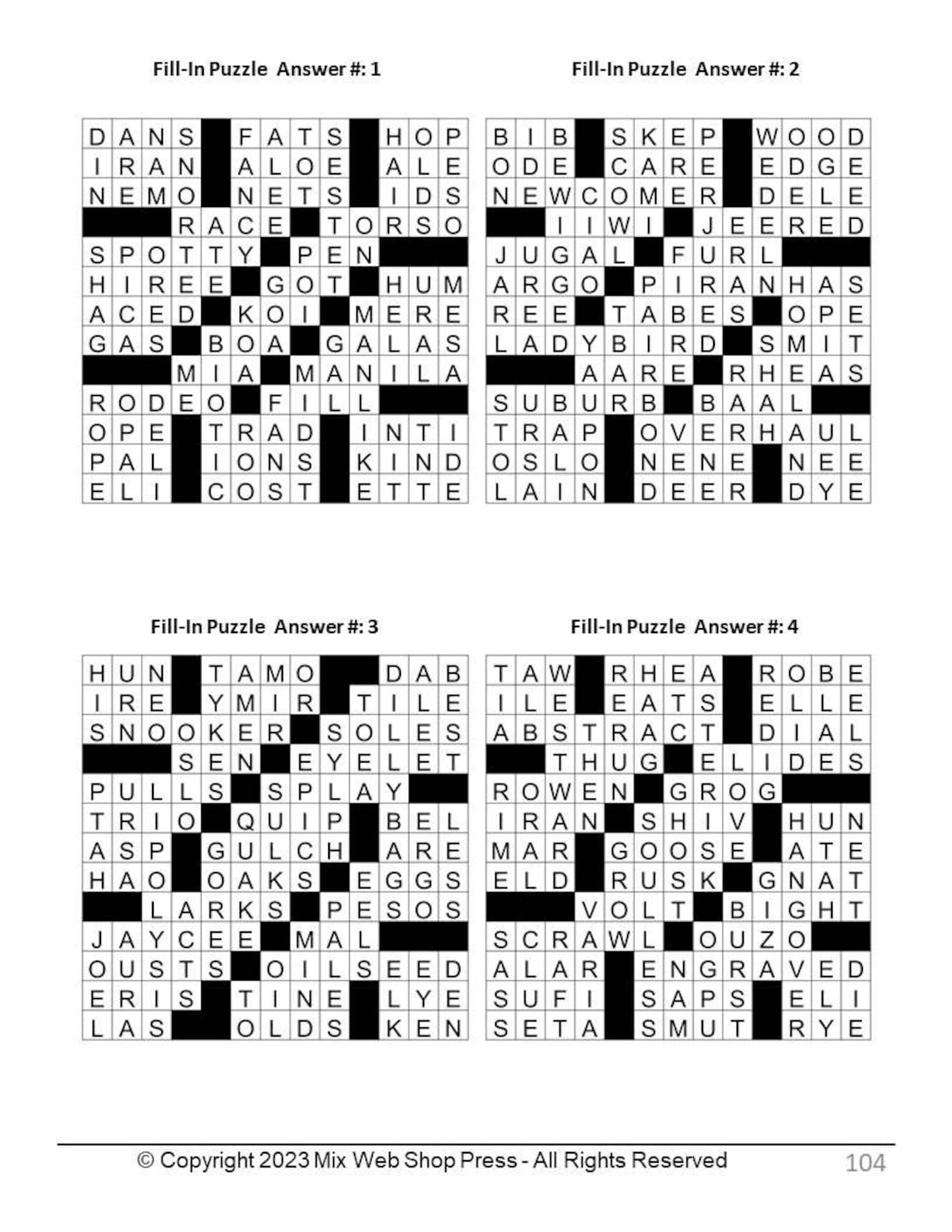 Word Fill-in Puzzle Book for Adults, 100 Large Print Games (digital ...