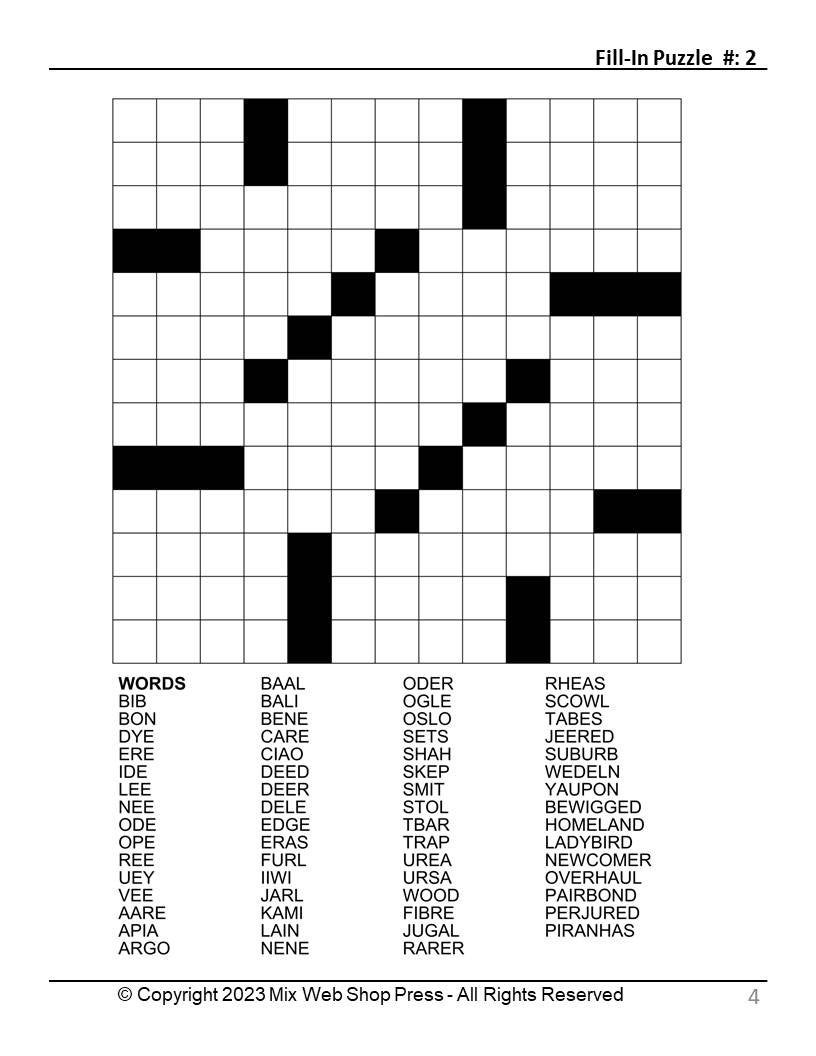 Digital Download Printable Word Fill-in Puzzle Book for Adults, Play ...