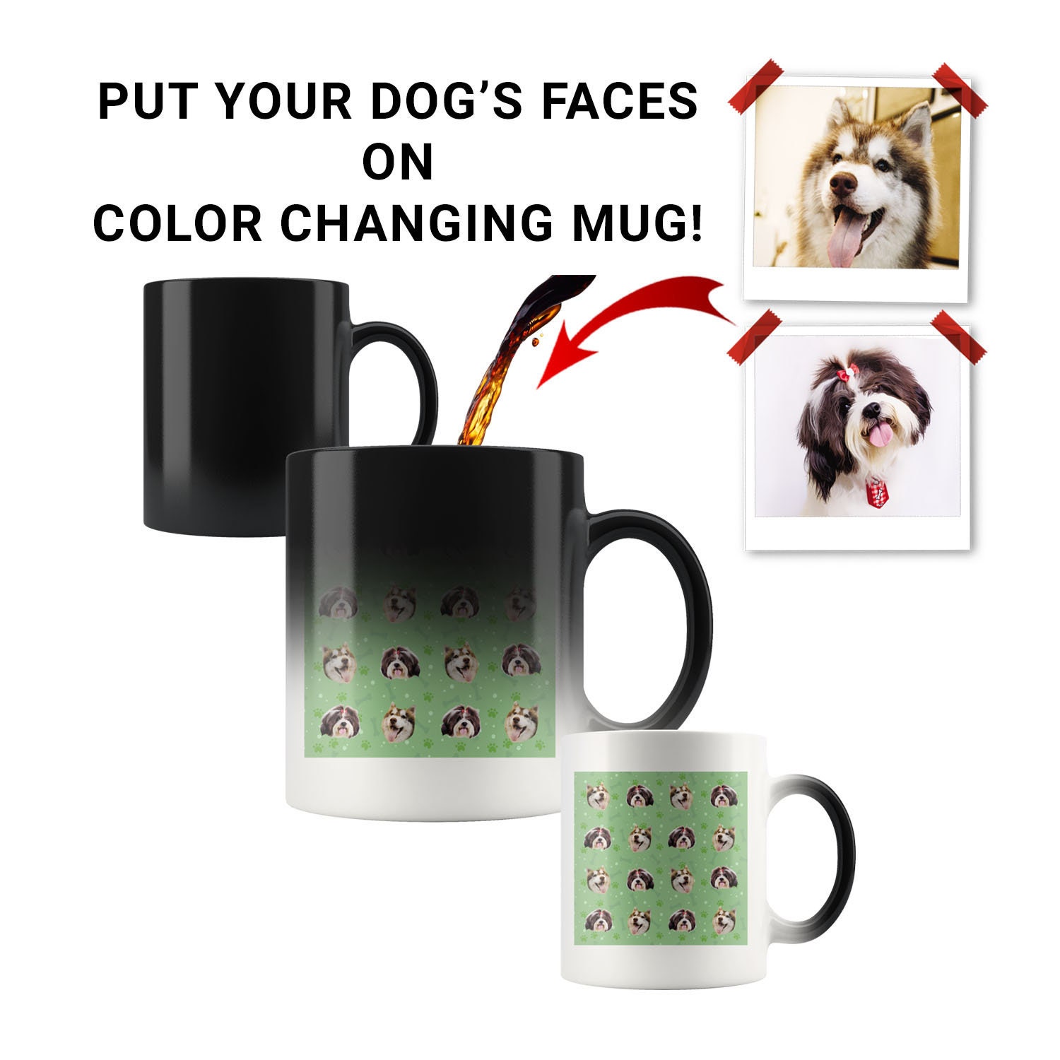 Custom Dog Face Magic Mug Put Your Dogs Faces on Color - Etsy