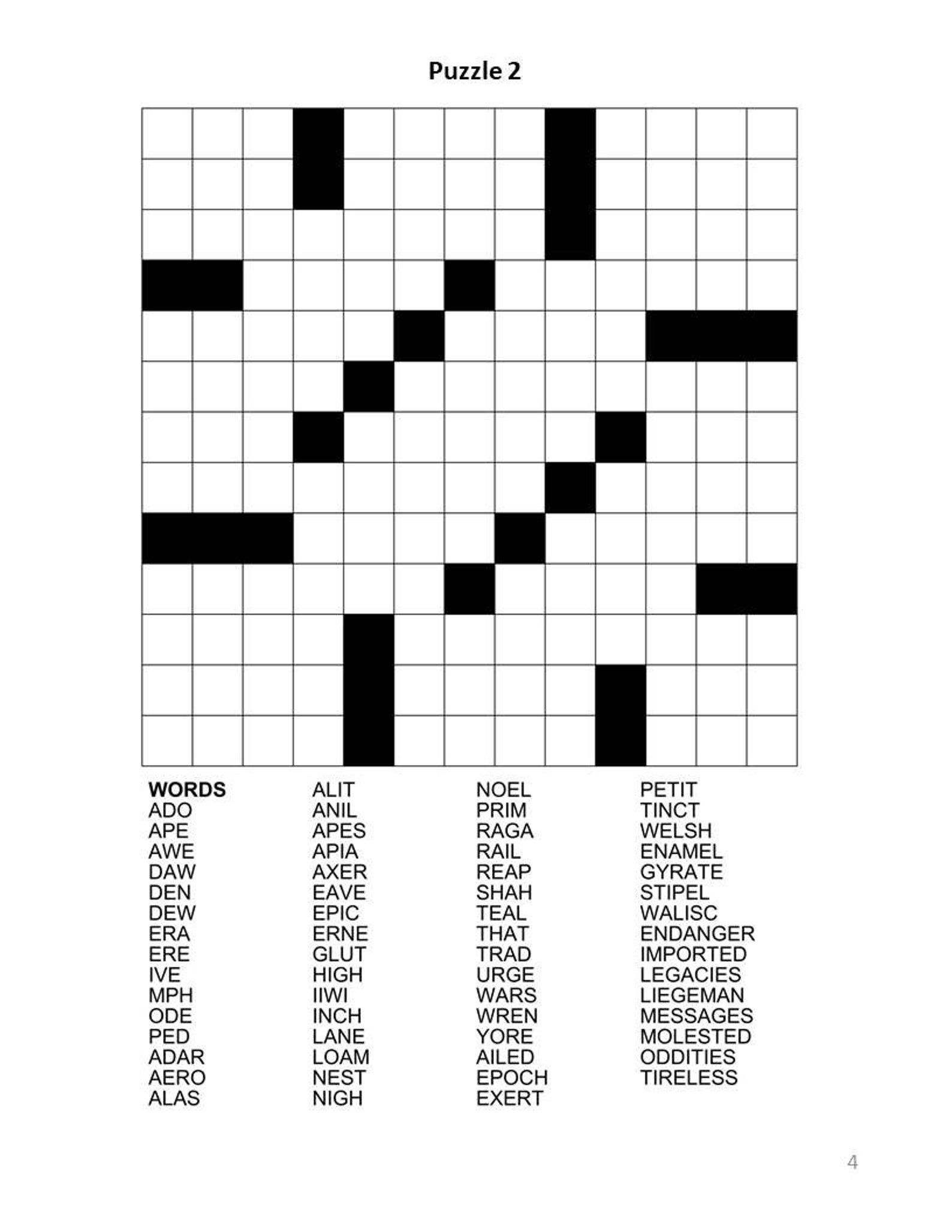 Digital Download 100 Printable Fill-in Crossword Puzzles for Adults ...