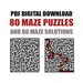 80 Printable Maze Puzzles for Kids & Adults With Answers, Instant PDF ...
