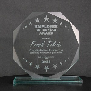 Personalized Octagon Jade Glass Award, Custom Engraved Glass Plaque for ...