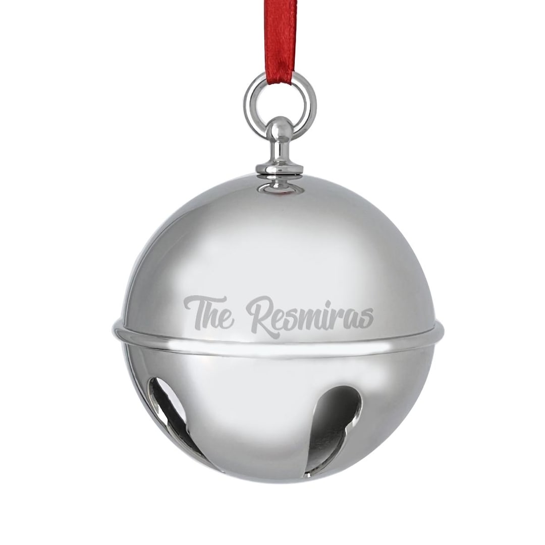 Ravanox Personalized Sleigh Bell Ornament, Custom Engraved Silver Bell ...