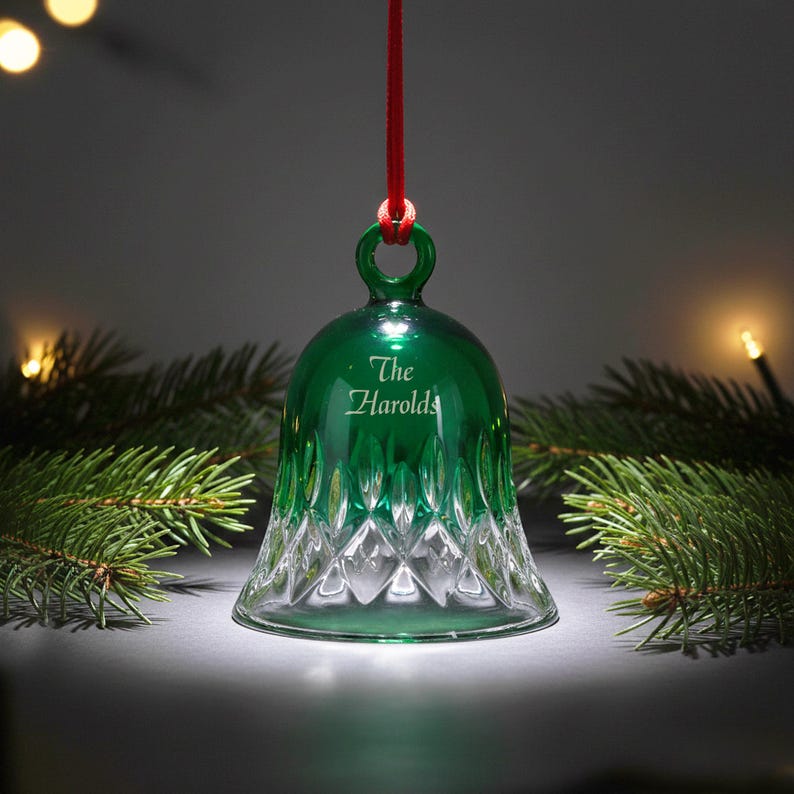 Waterford Personalized Lismore Christmas Green Bell Ornament, Custom ...