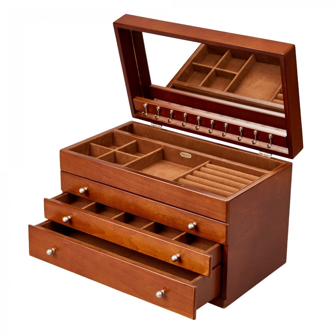 Mele & Co Brigitte Antique Walnut Personalized Jewelry Box With Drawers ...