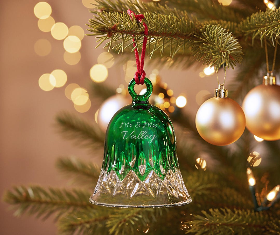 Waterford Personalized Lismore Christmas Green Bell Ornament, Custom ...