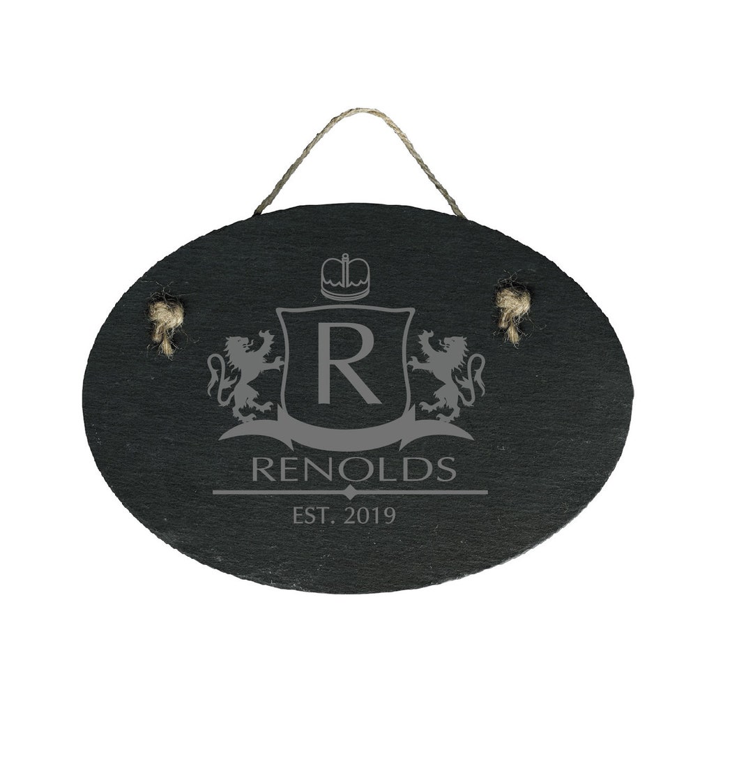 Personalized 7.75" x 6" Family Name Hanging Oval Slate Board / Custom ...