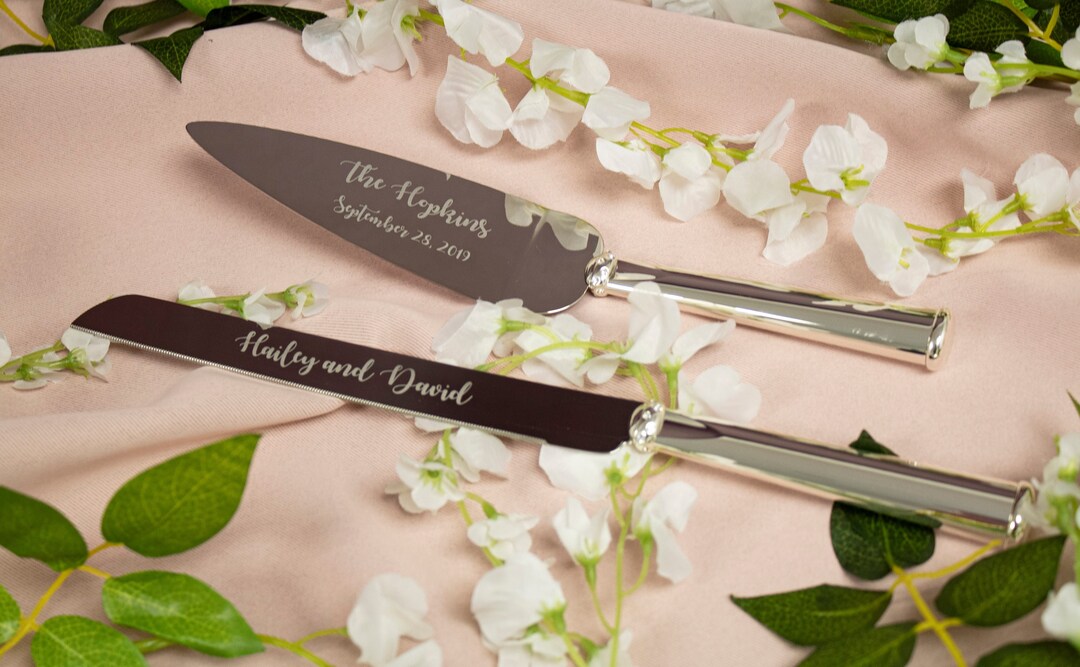 Lenox Bridal Devotion Silver Personalized Wedding Cake Knife and Server ...