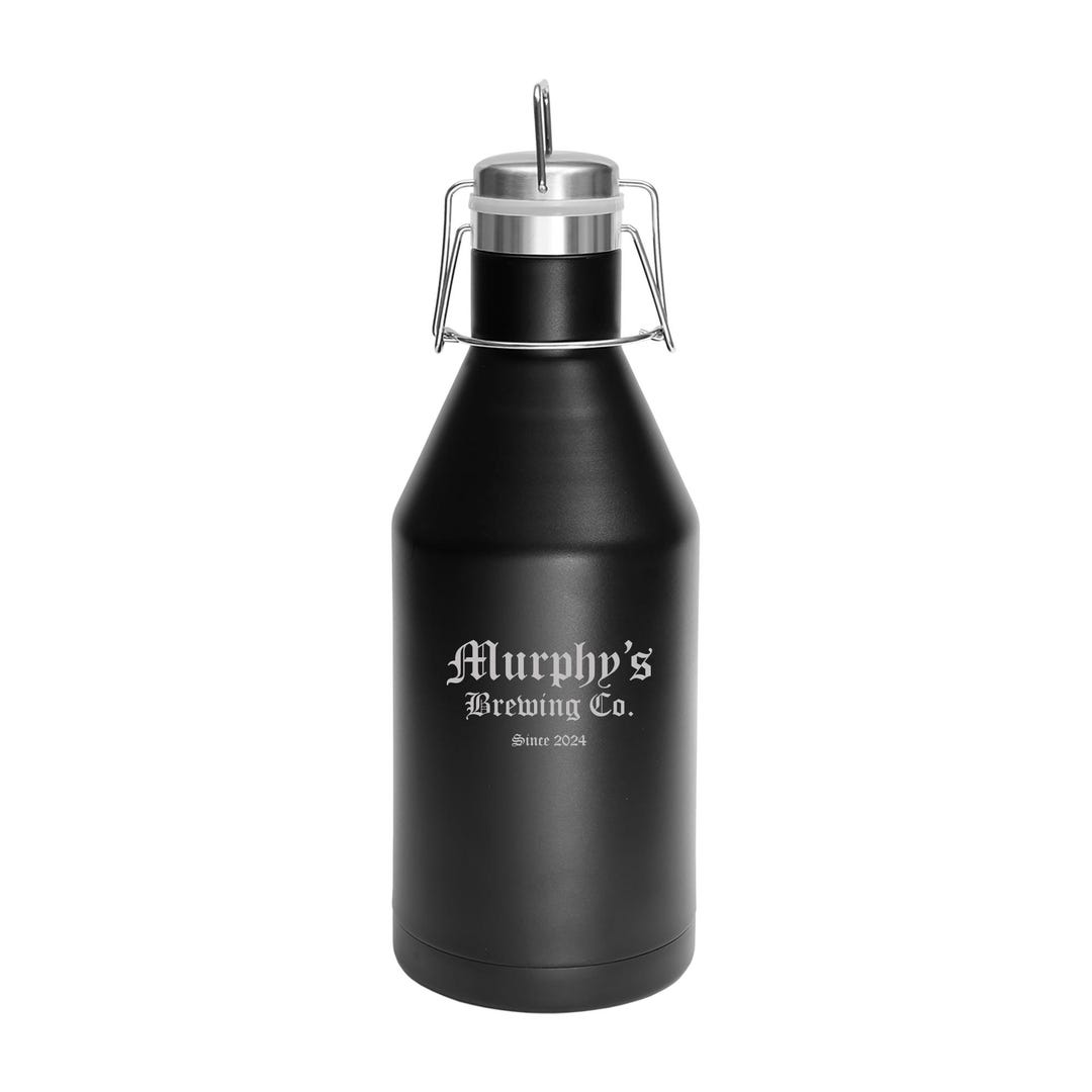 Personalized Black Stainless Steel Beer Growler, Custom Engraved 64oz ...