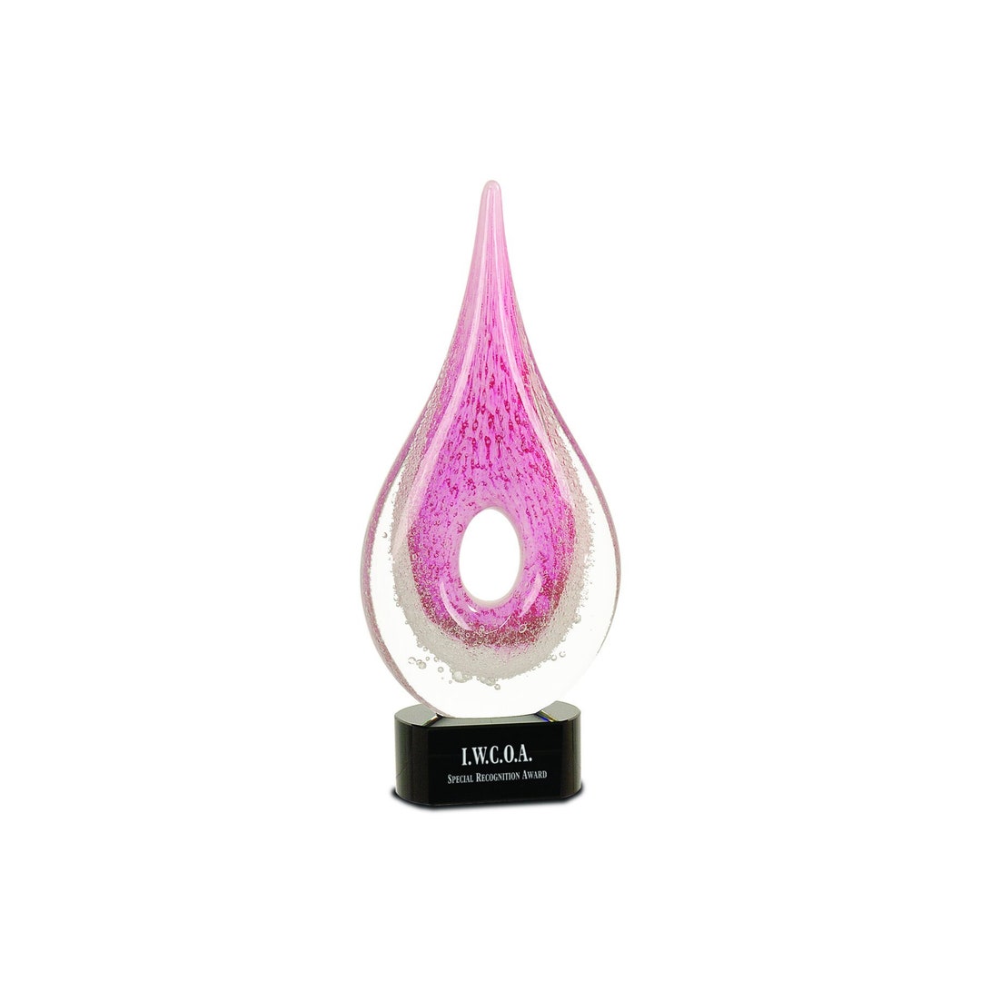 Ravanox Personalized 12" Pink and Clear Droplet Award Statue, Custom ...