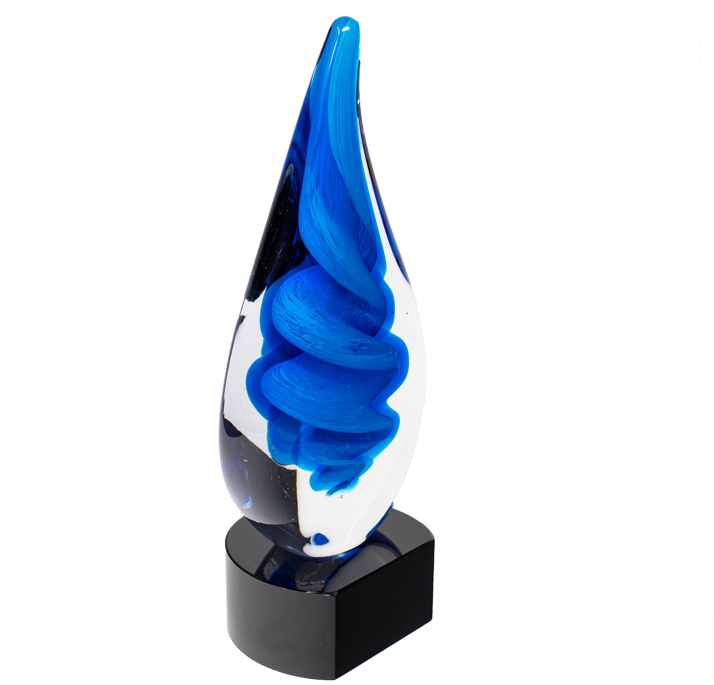 Ravanox Personalized 10 1/4" Blue Twist Raindrop Art Glass Award ...