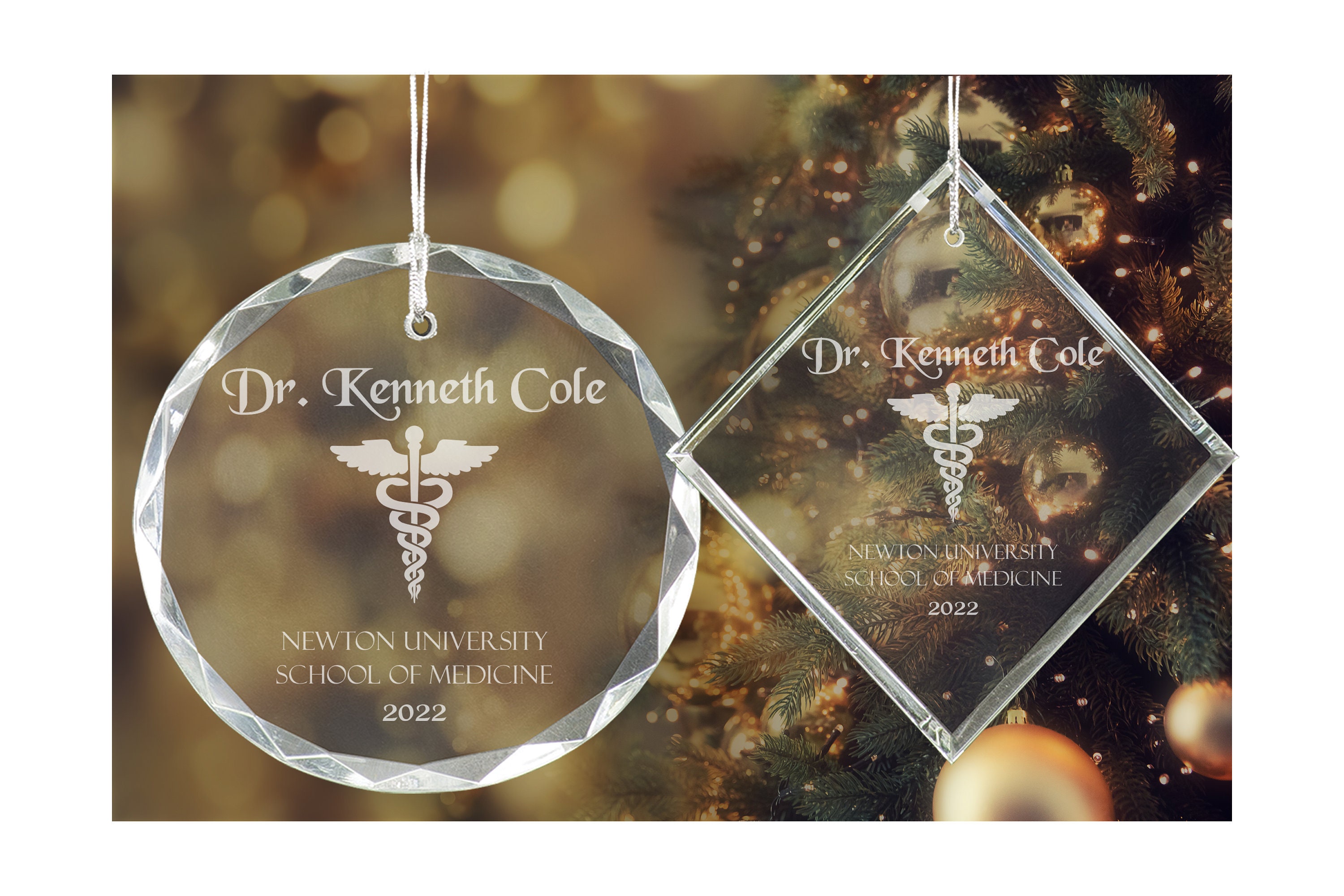 Personalized Doctor Caduceus Ornament Custom Engraved Round - Etsy