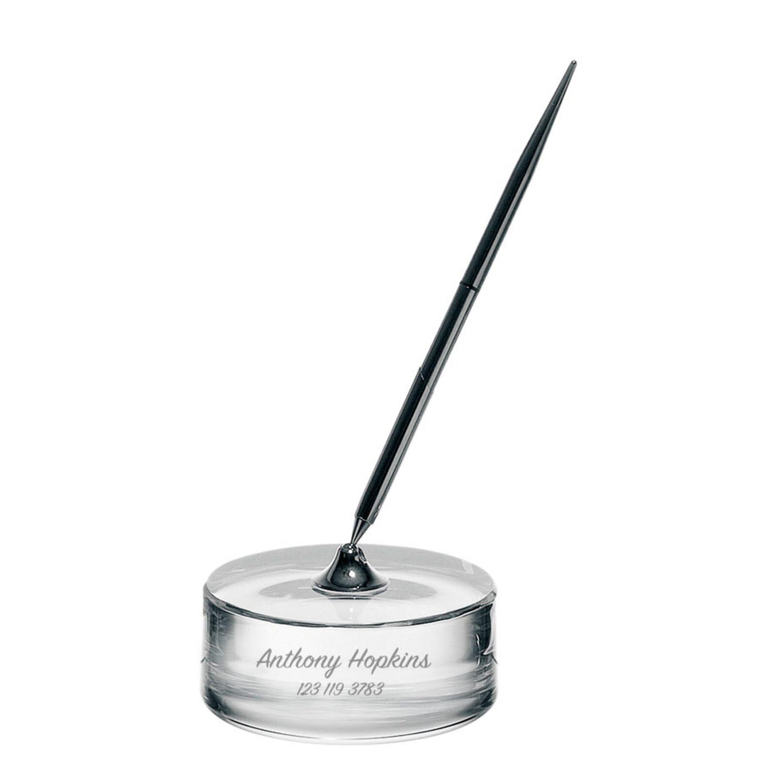 Kosta Boda Personalized Puck Penholder With Pen, Custom Engraved ...