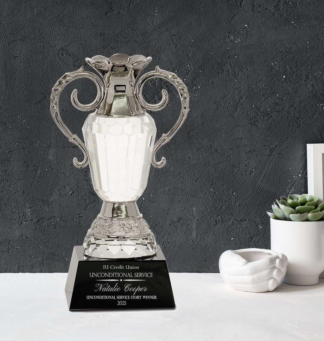 Ravanox Personalized 8" Crystal Champion's Cup With Silver Handles ...