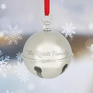 Ravanox Personalized Sleigh Bell Ornament, Custom Engraved Silver Bell ...