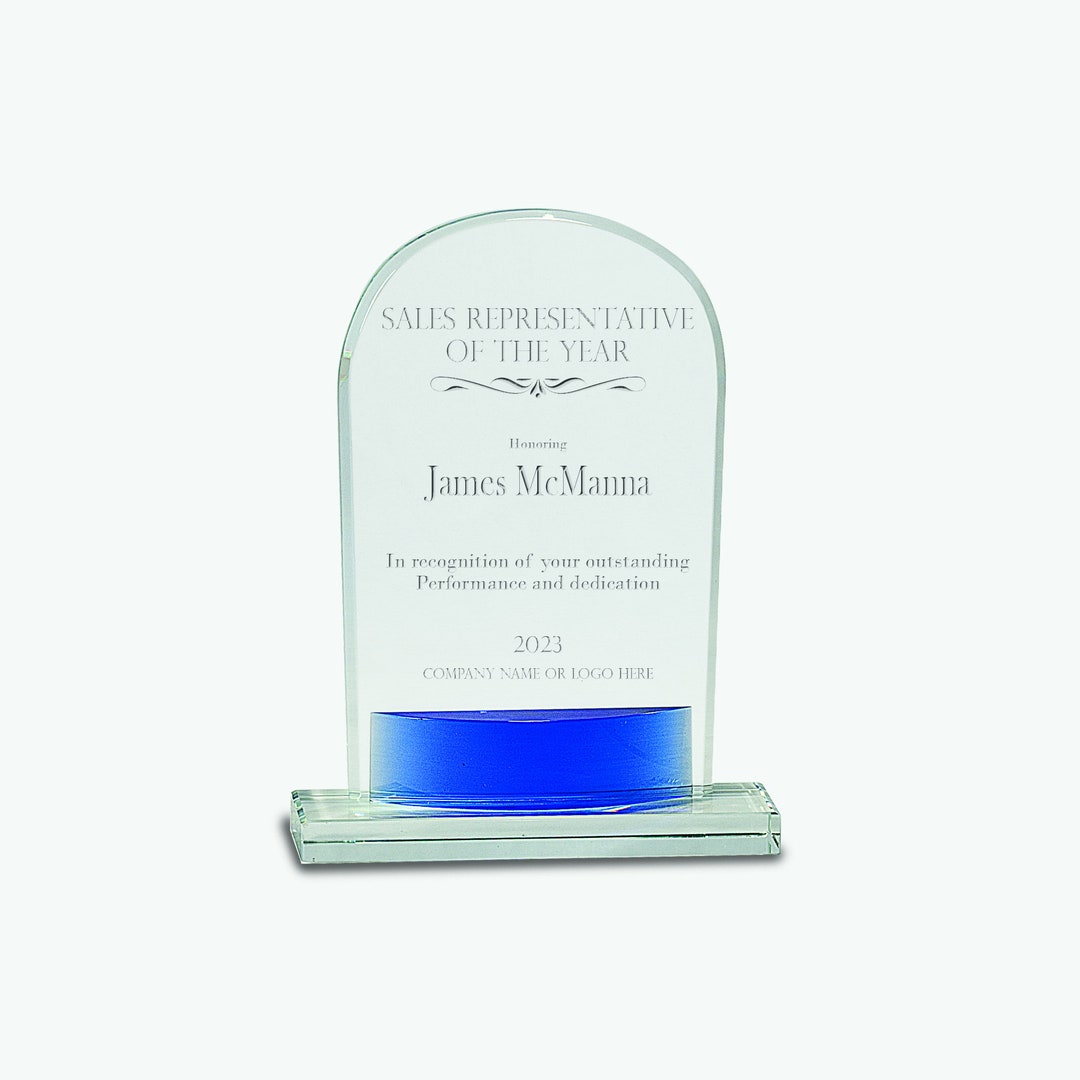 Personalized 8 1/2 Crystal Arch With Blue Accent - Etsy