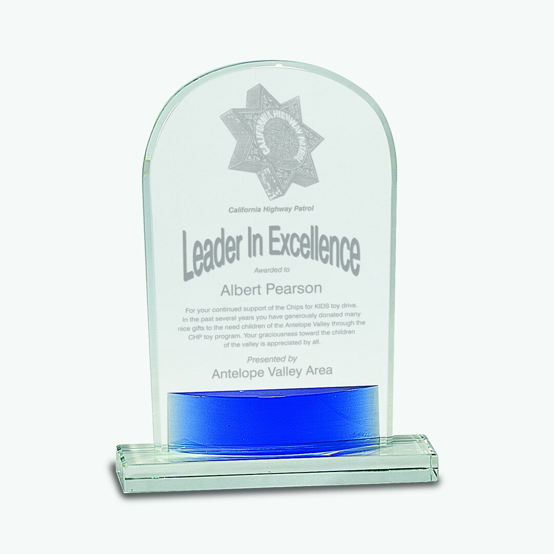 Personalized 8 1/2 Crystal Arch With Blue Accent - Etsy