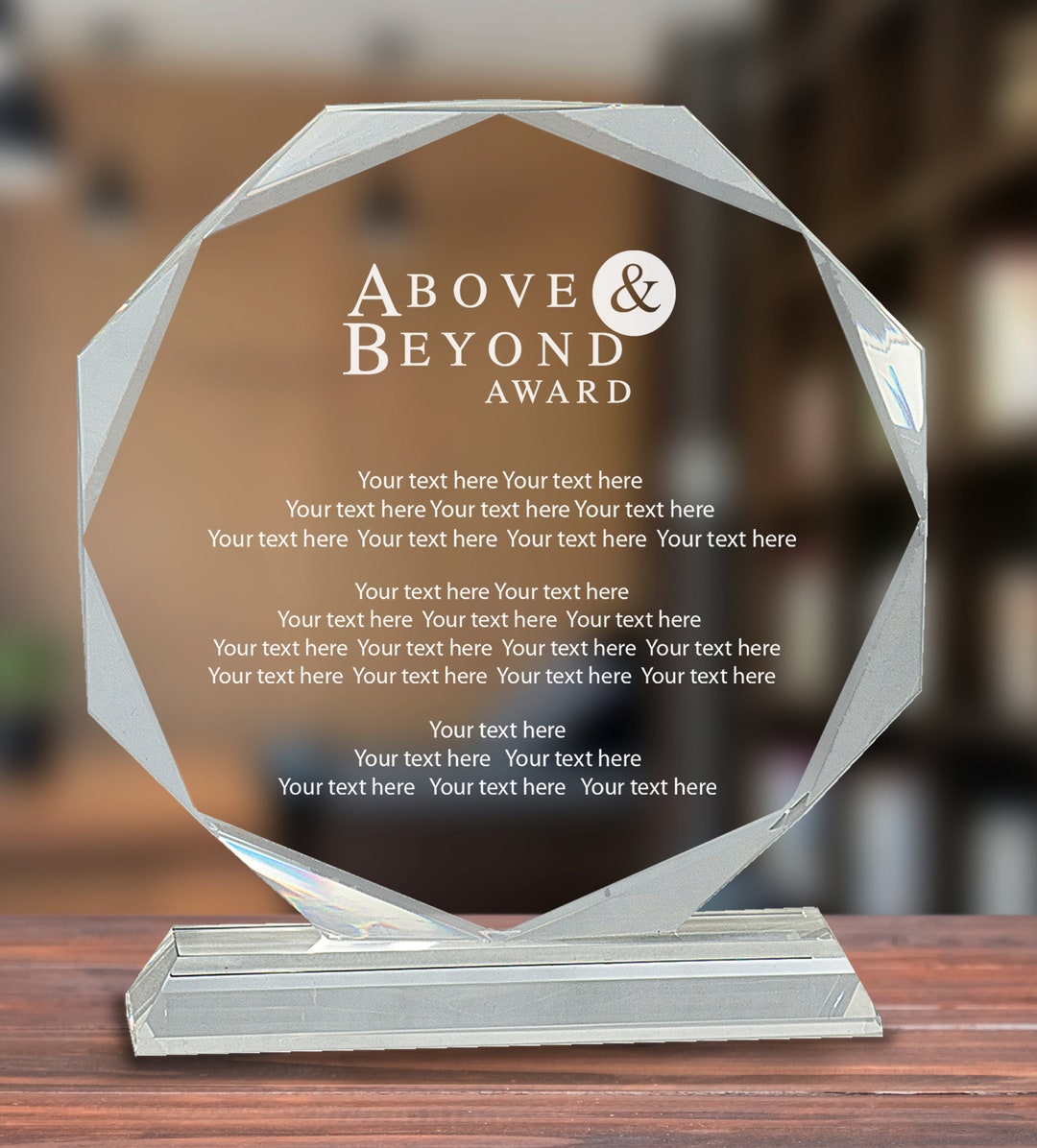 Ravanox 7 1/4 Clear Crystal Octagon Above and Beyond Award, Custom ...