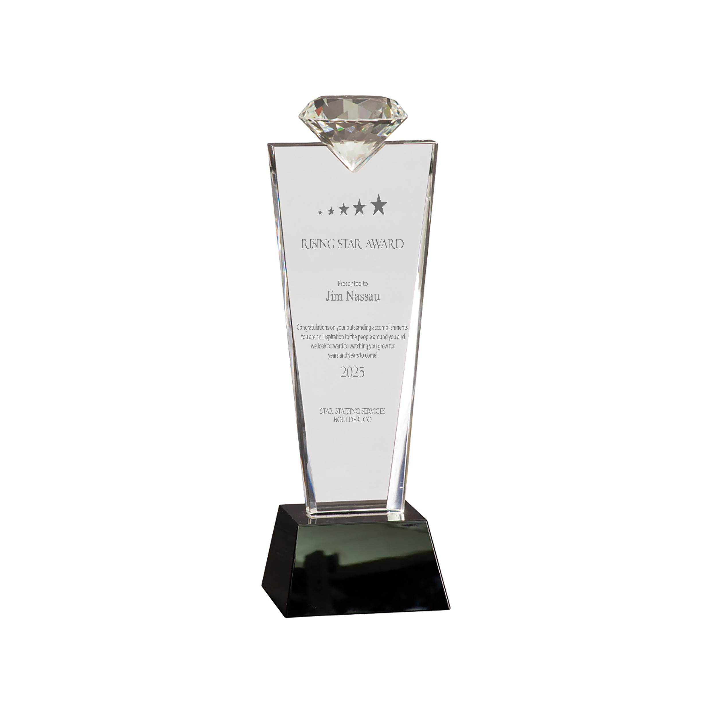 Ravanox Personalized 11" Crystal Diamond Top Award, Custom Engraved ...