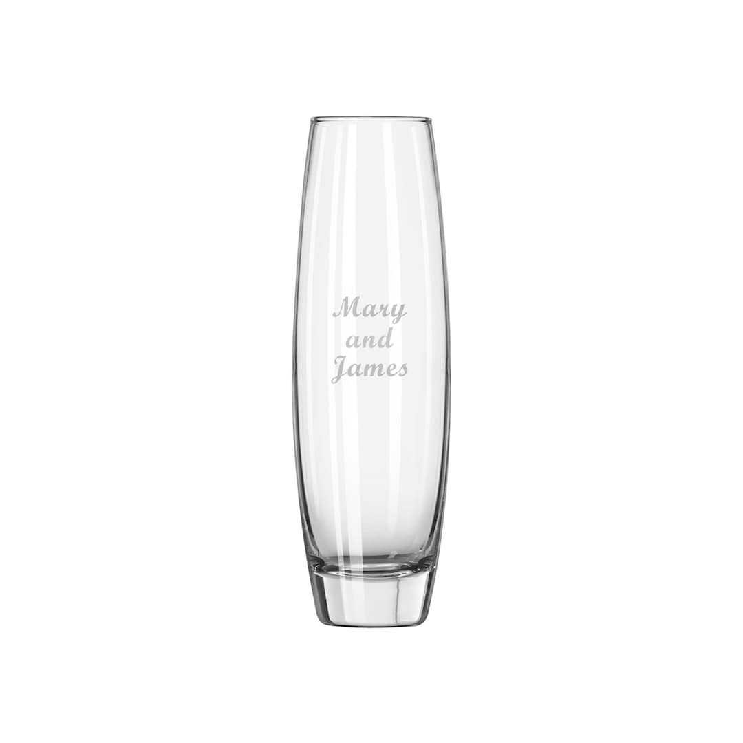 Libbey Personalized 7.5" Glass bud vase, Custom Engraved Glass Vase for ...