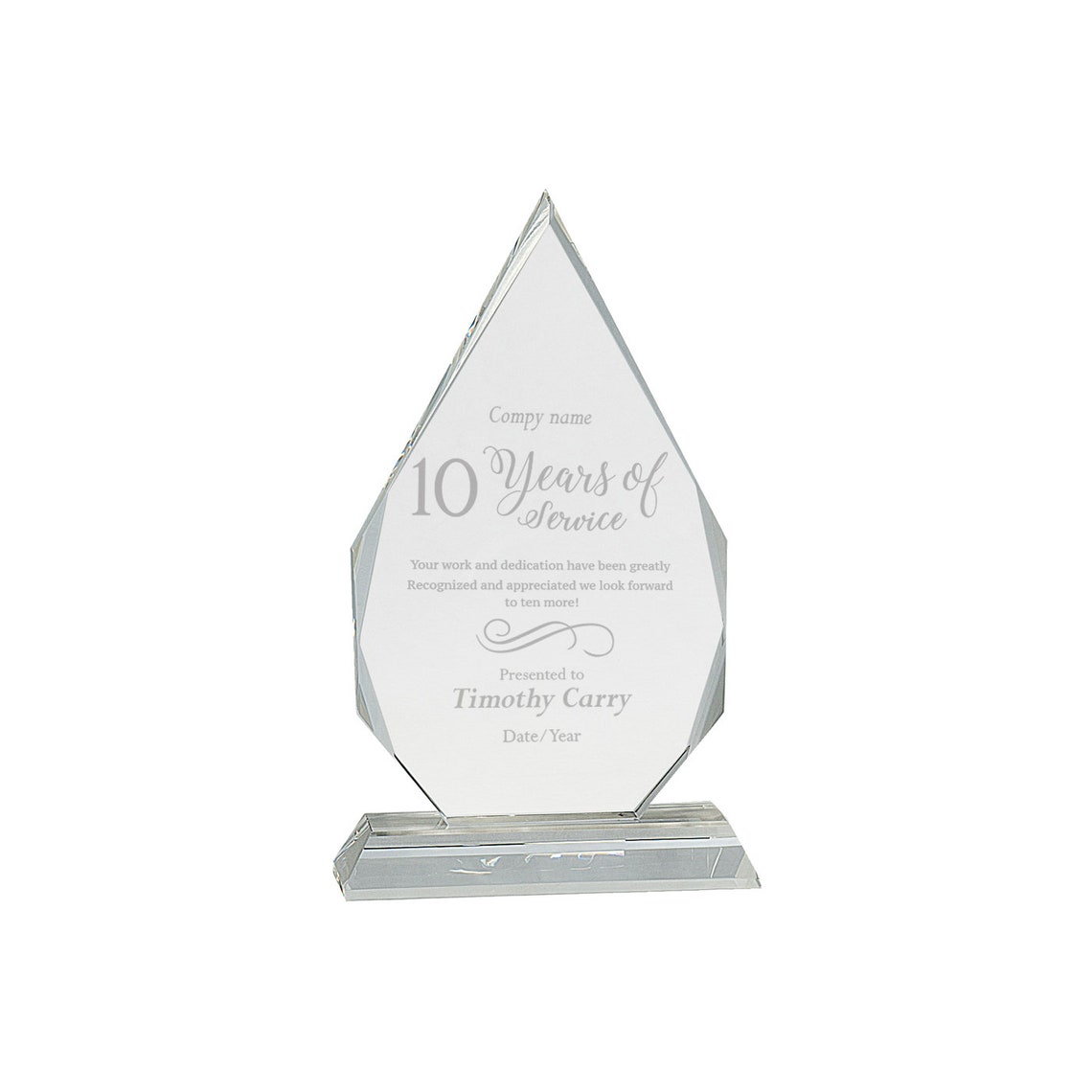 Personalized 9 Clear Diamond Glass Award Plaque Custom | Etsy