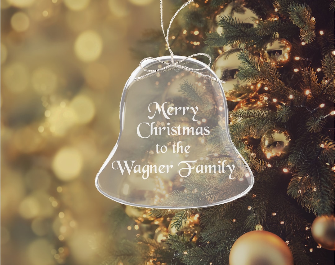 Ravanox Personalized 2.75" Crystal Bell Ornament, Custom Engraved Clear ...