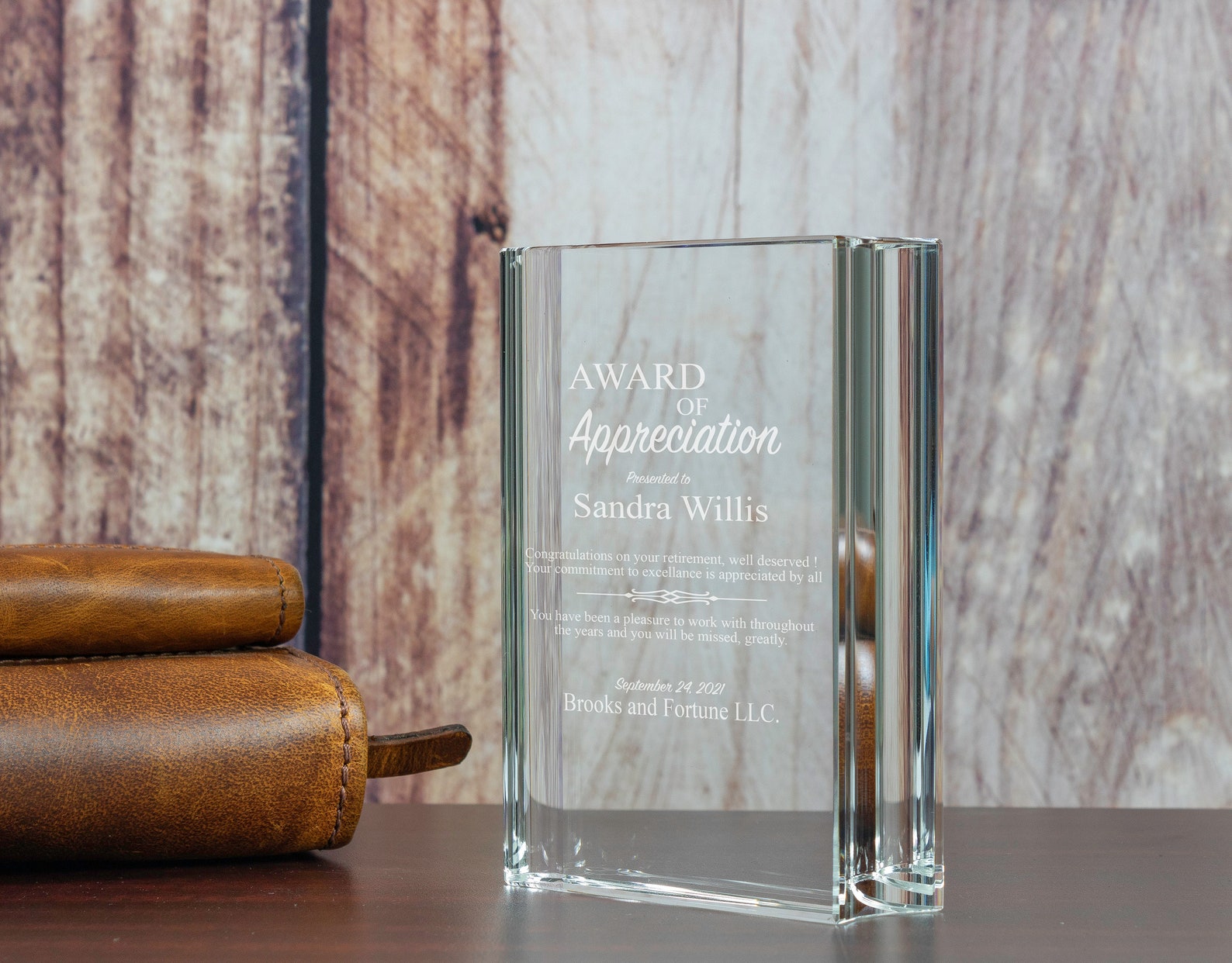 Personalized Crystal Book Award in Two Sizes / Custom Engraved Glass ...