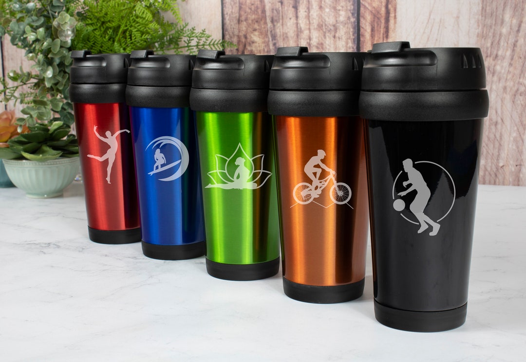 Personalized Sports and Fitness Design 16oz Insulated Travel Mug ...