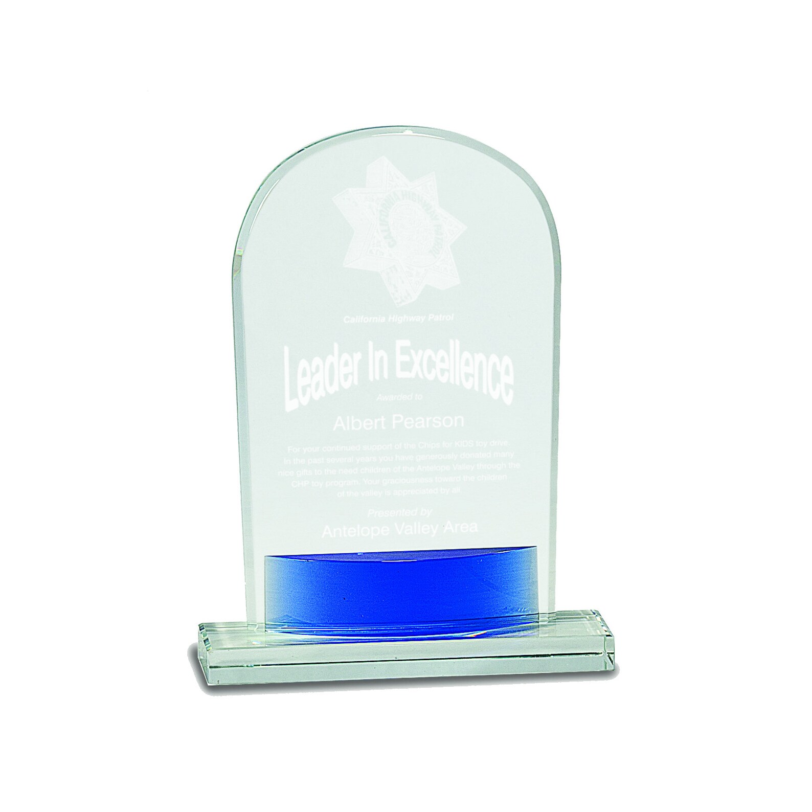 Personalized 8 1/2 Crystal Arch with Blue Accent | Etsy