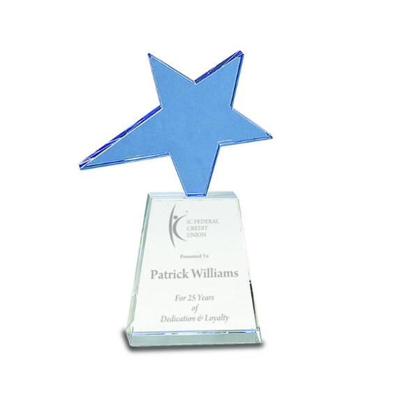 Personalized 8 Blue Crystal Star on Clear Plaque Base - Etsy
