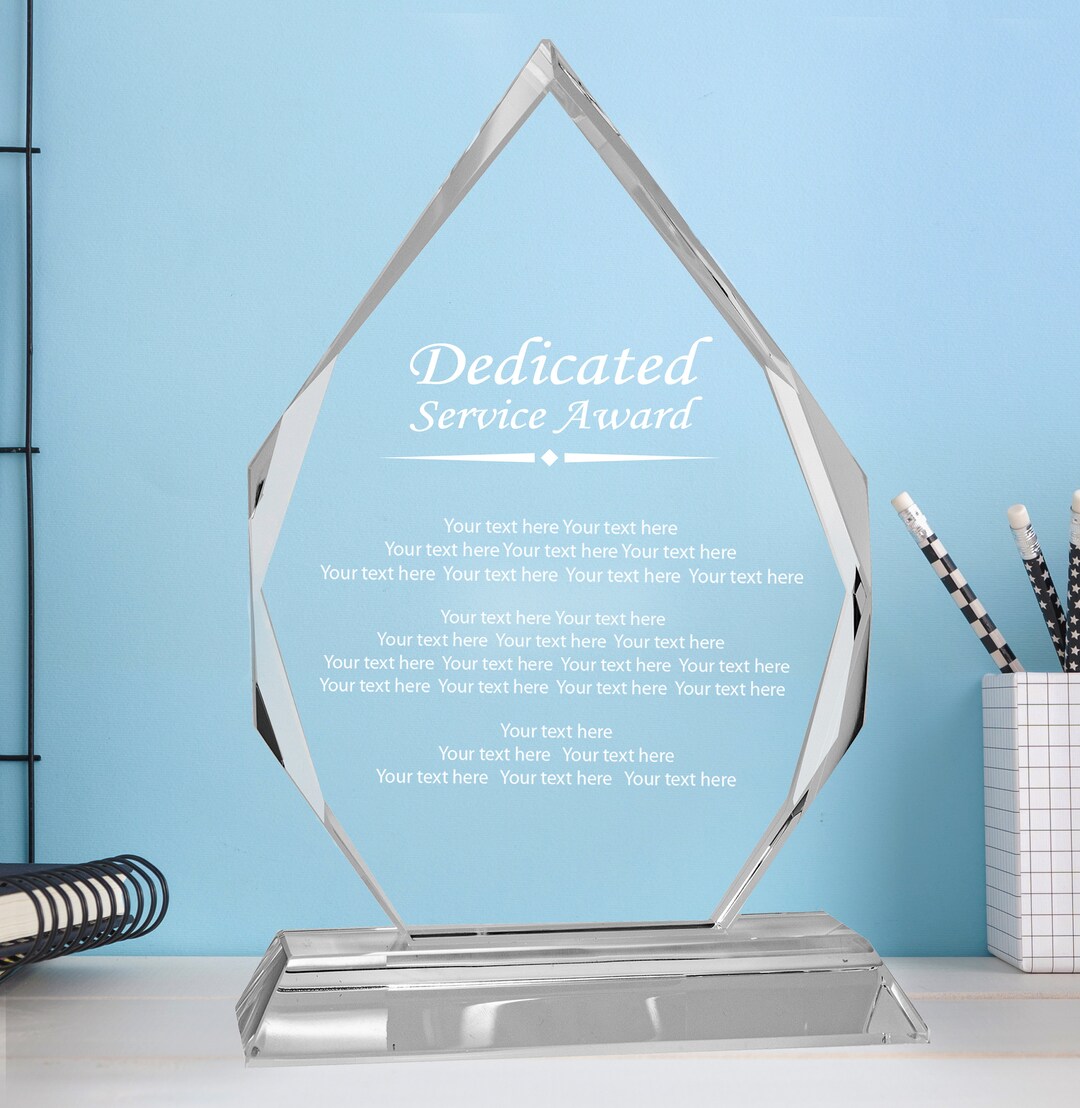 Ravanox 7" Diamond Crystal Dedicated Service Award, Custom Engraved ...