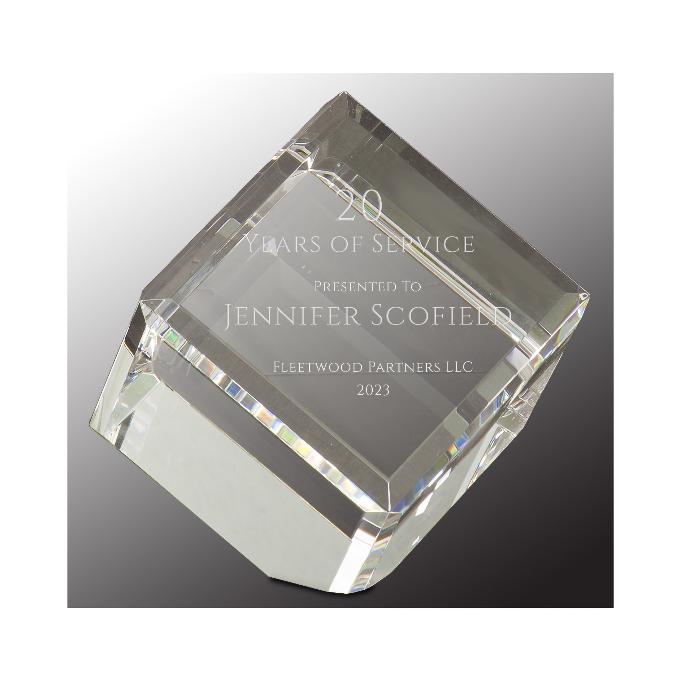 Personalized 3 1/2" X 3 1/2" Crystal Cube Award, Custom Engraved Clear ...