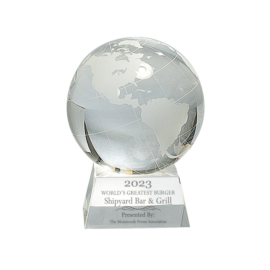 Ravanox Personalized 5 1/2 Crystal Globe Award, Custom Engraved Glass ...
